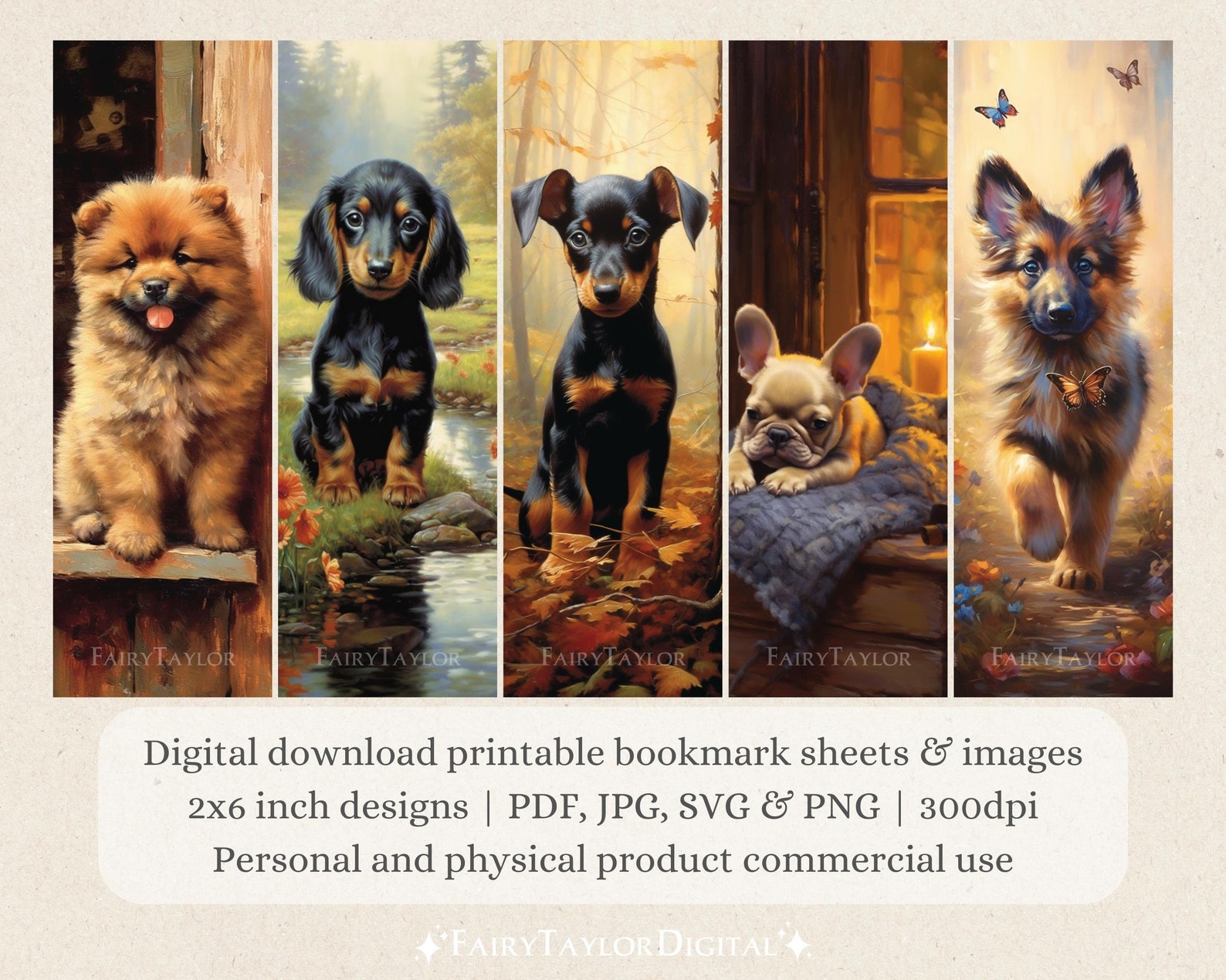 20 Country Puppies Printable Bookmarks Digital Download JPG - Etsy UK