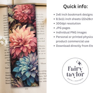 15 Watercolor Floral Printable Bookmarks | JPG Print and Cut Pages, PNG ...