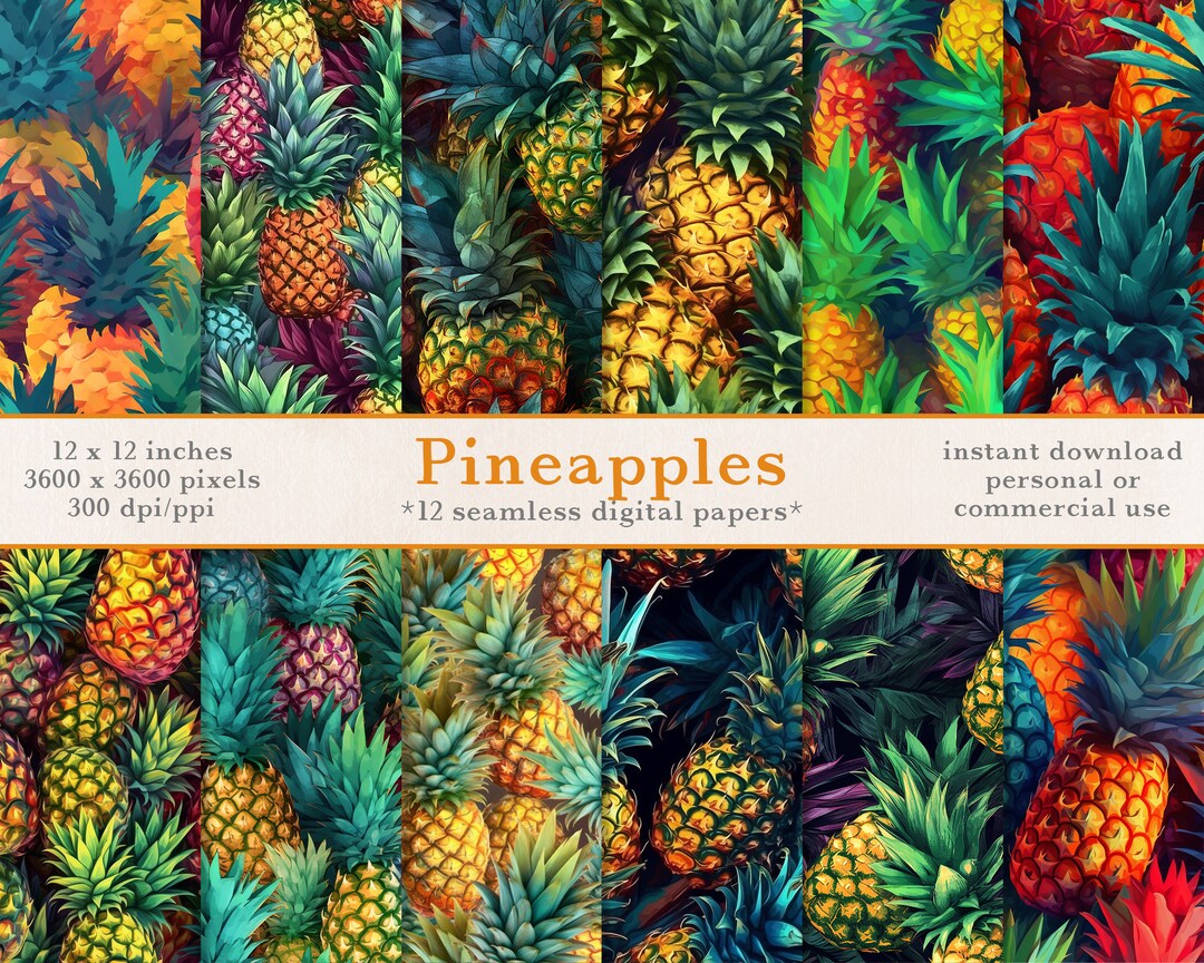 Seamless Patterns Pineapples Printable Scrapbook and Journal Paper ...