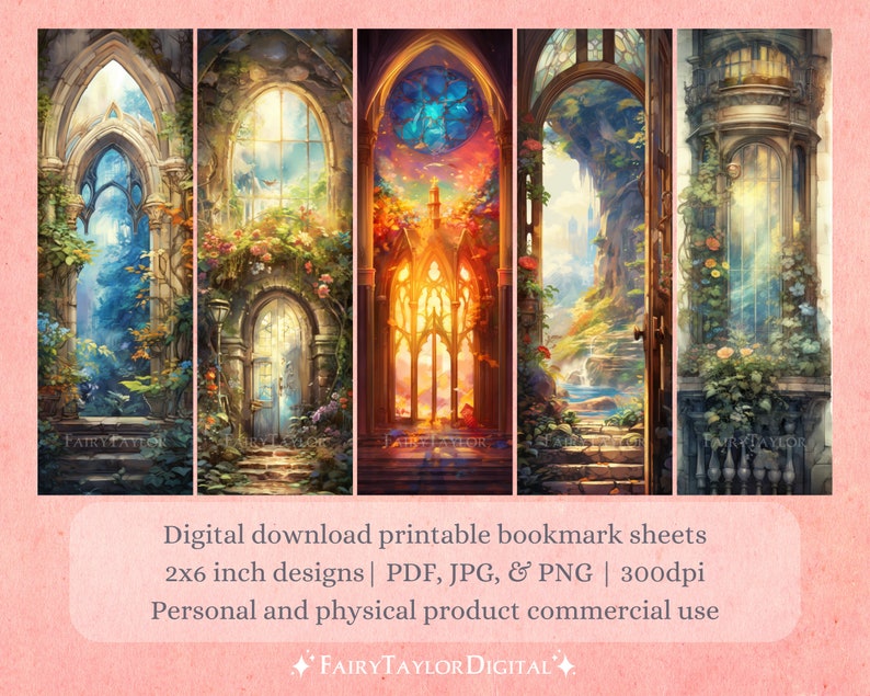 15 Fantasy Windows Printable Bookmarks Print & Cut JPG Pages - Etsy