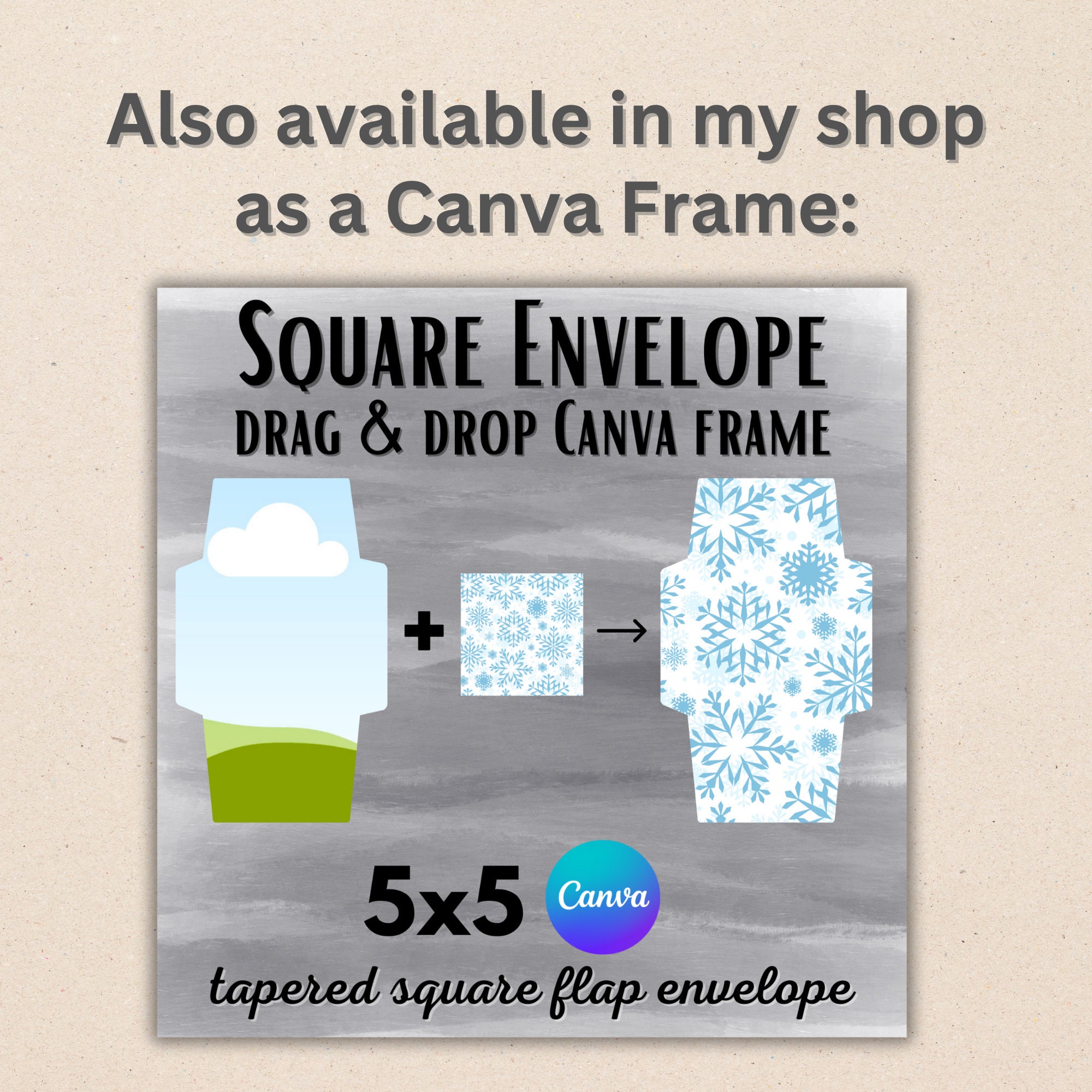 5x5 Printable Envelope Template - PNG, SVG, JPG and Pdf - Square ...