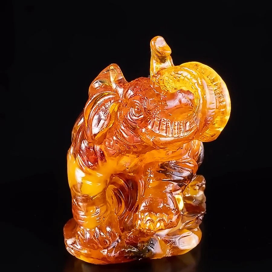 Amber Elephant Figurine Amber Statuette Elephantamber Sculptureamber ...