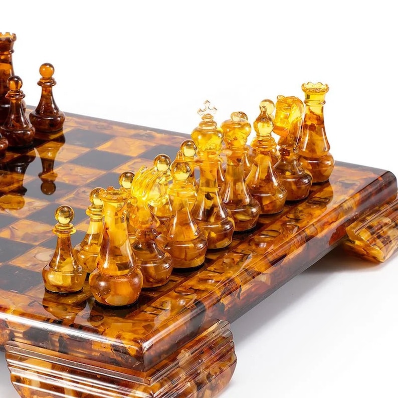 Amber Chess Set With Classic Chess Figures on Legswooden - Etsy