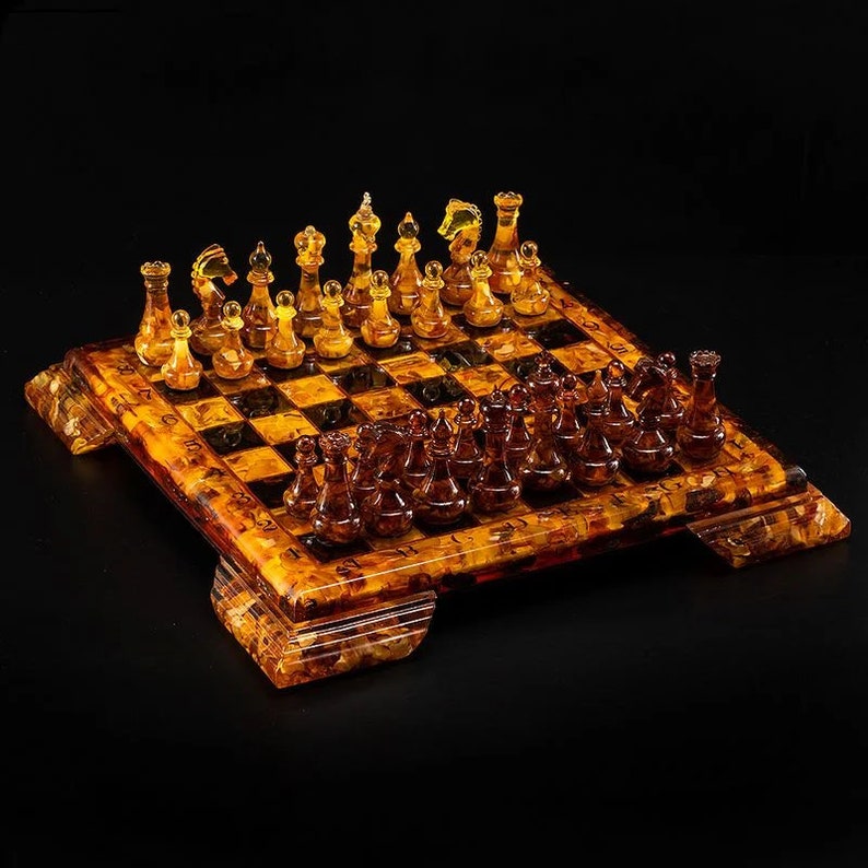 Amber Chess Set With Classic Chess Figures on Legswooden - Etsy