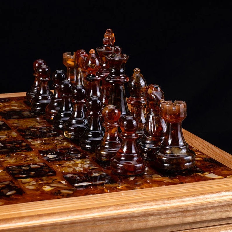 Handmade Chess Chest Made of Oak Decorated With Natural - Etsy