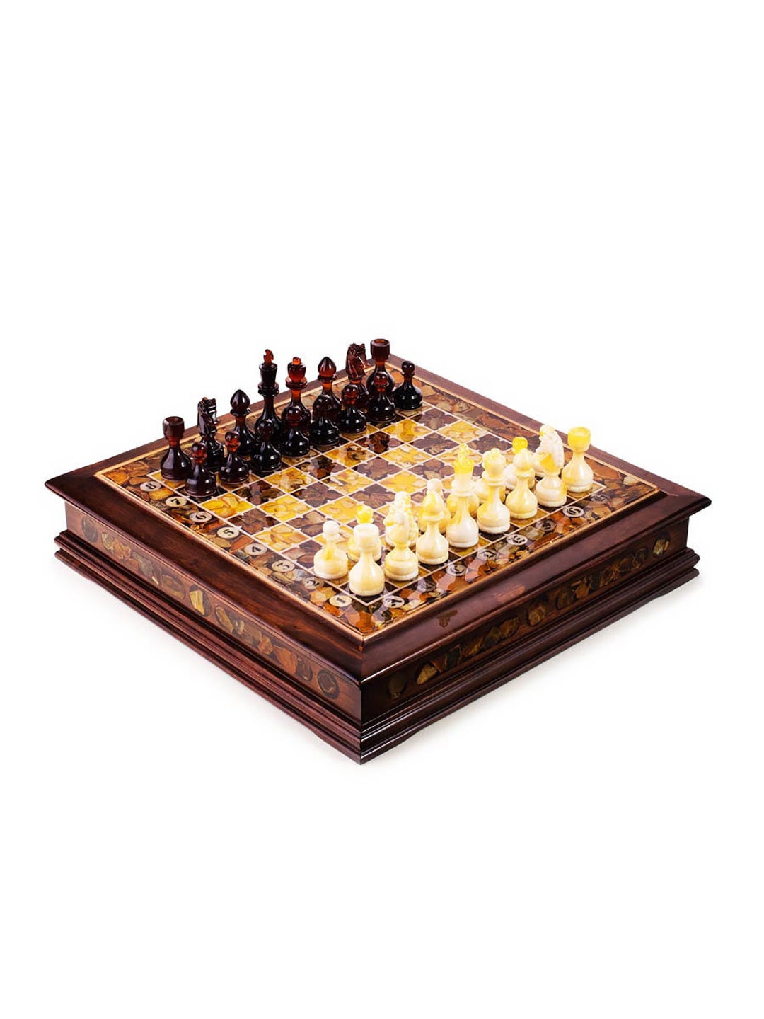 Luxury Amber Chess Set With Chess Pieeswooden Amber Chess Boardamber ...