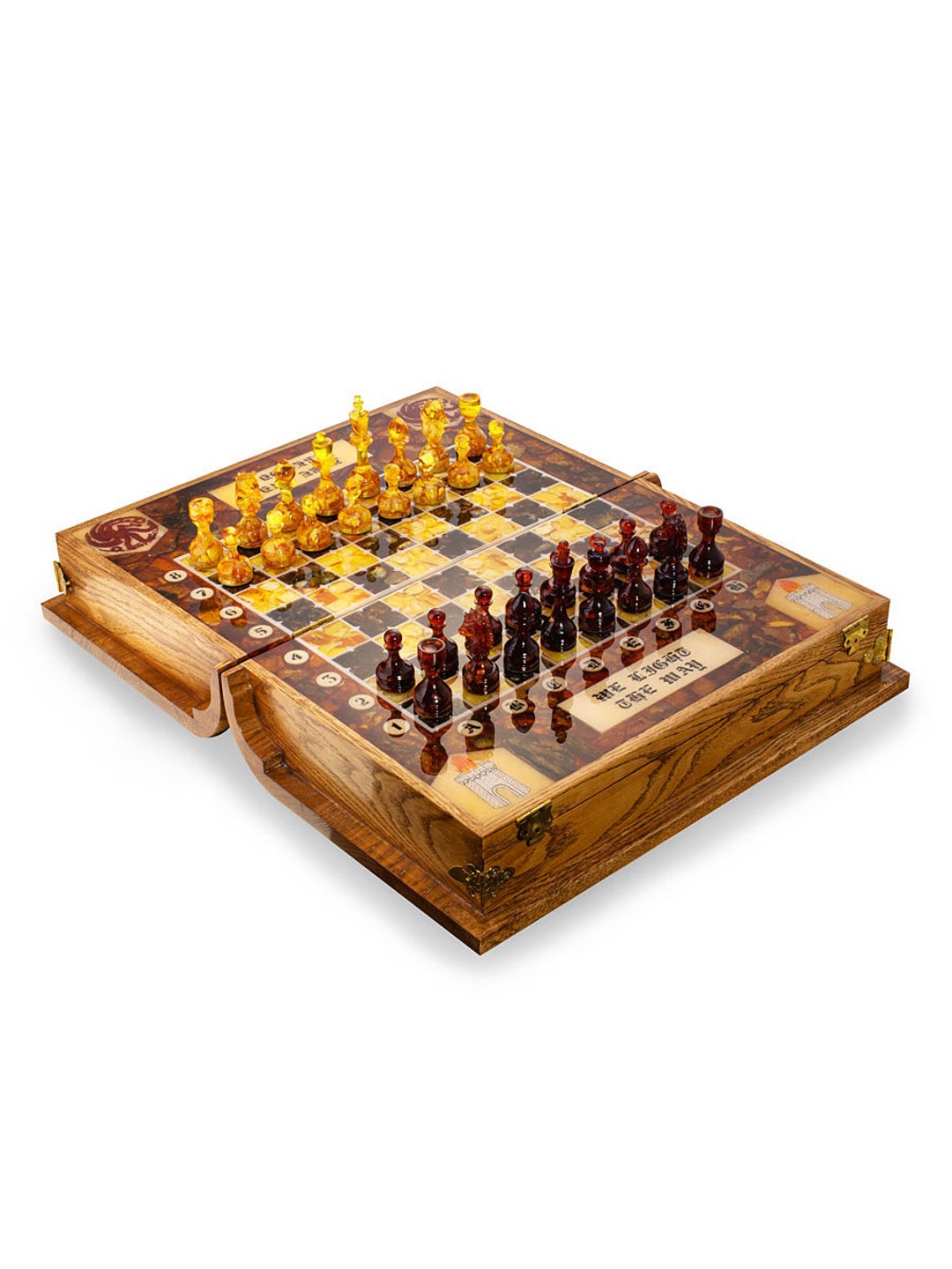 FOLDING CHESS Amberluxury Chess Set House of Dragonwood Folding ...