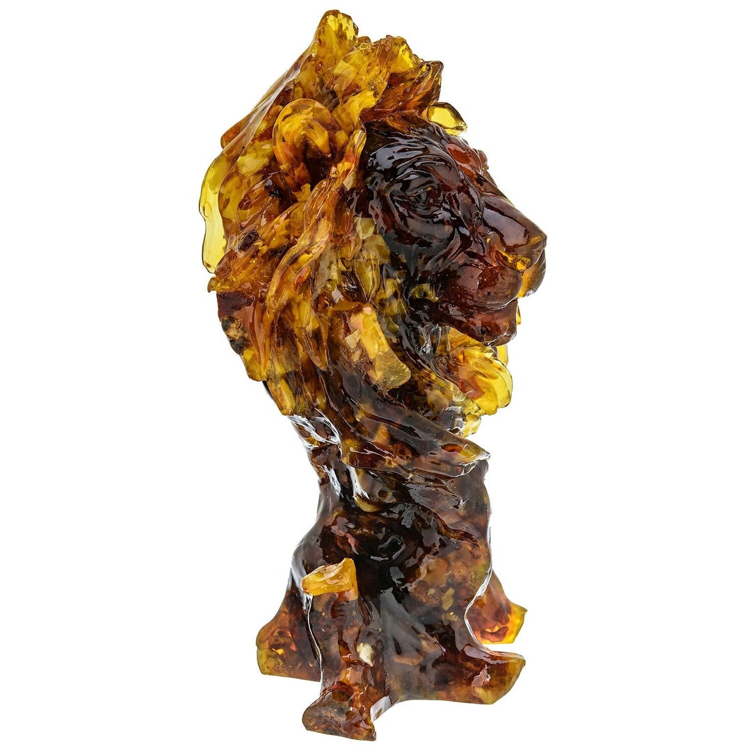 Amber Sculpture Lions Headlion Figurine home Decor Amber Souvenir ...