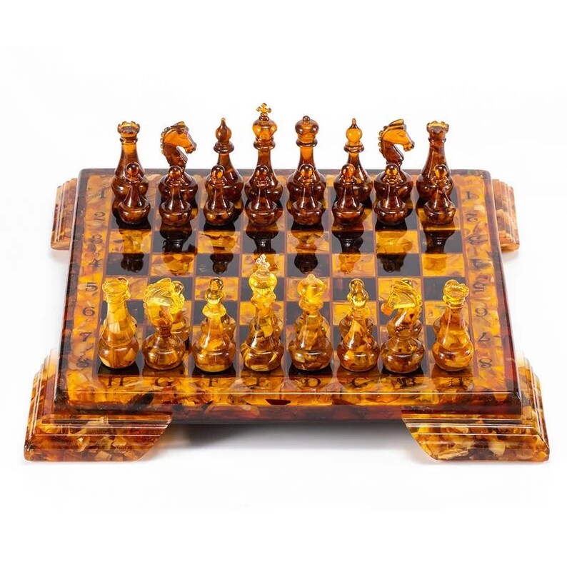 Amber Chess Set With Classic Chess Figures on Legswooden Amber Chess ...