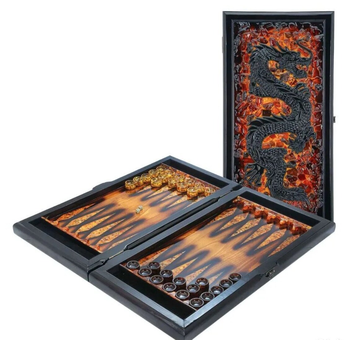 AMBER BACKGAMMON Boardbackgammon Board High Quality Wood Backgammon Boardcheckers Amber ...
