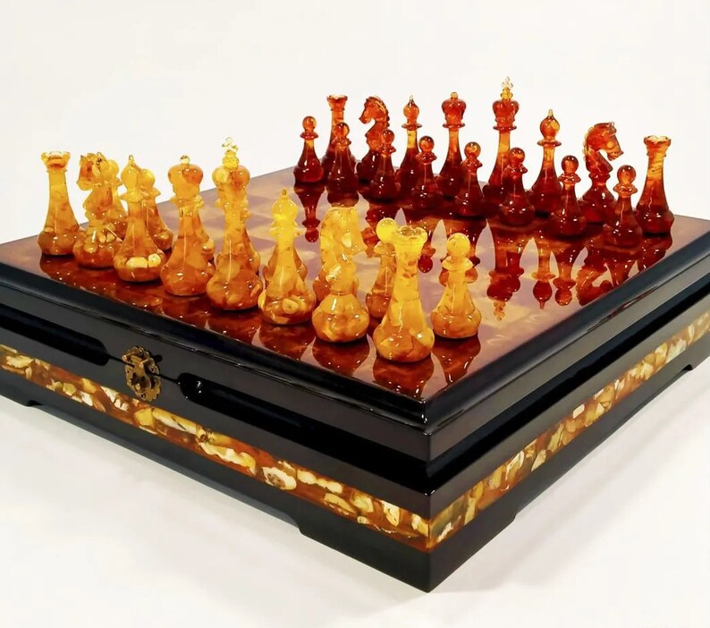 AMBER CHESS SET Europepremium Chess Set Wooden Amber Chess Board amber ...