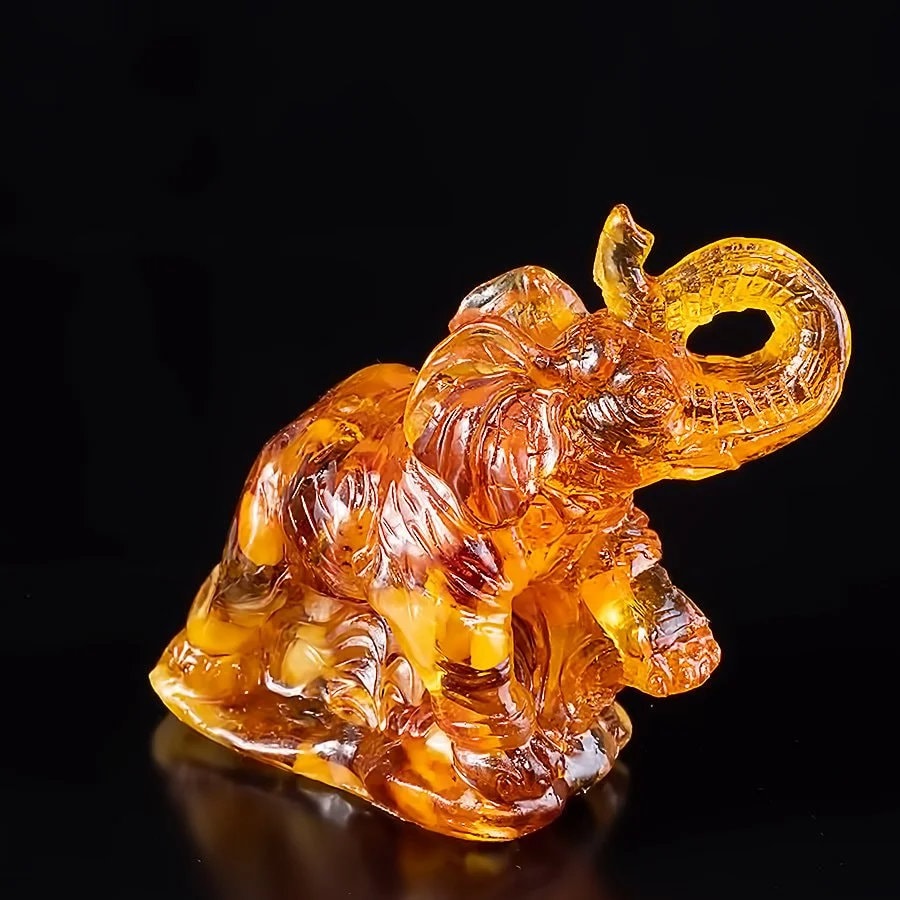 Amber Elephant Figurine Amber Statuette Elephantamber Sculptureamber ...