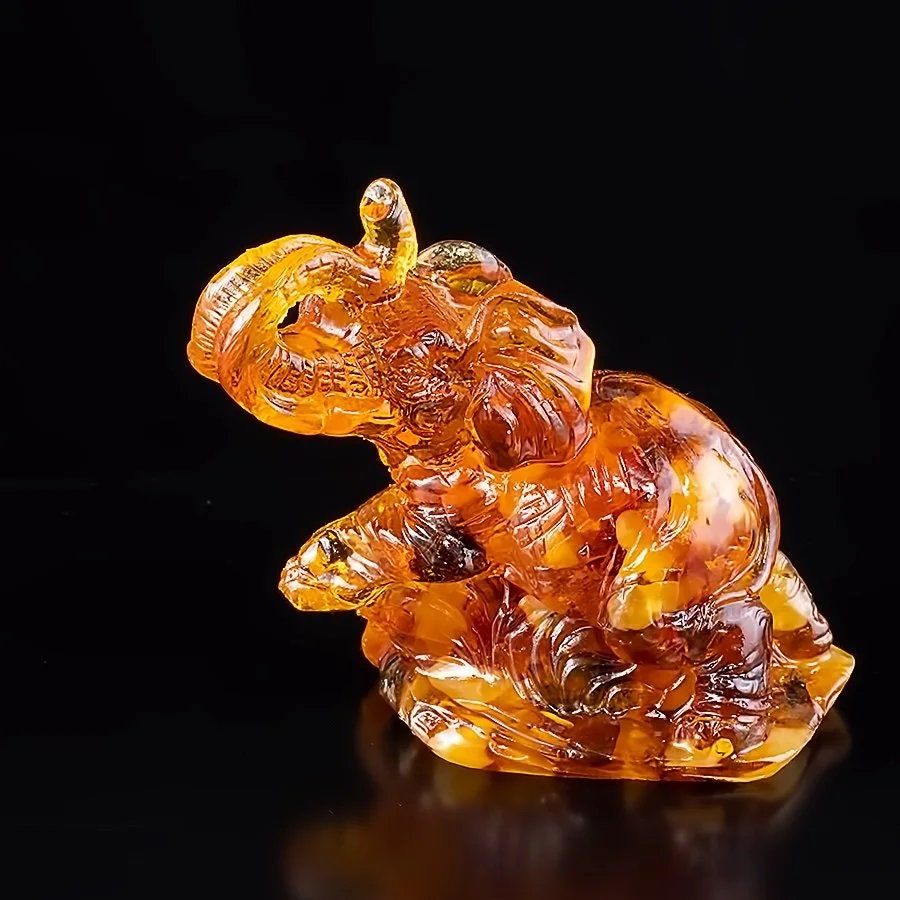 Amber Elephant Figurine Amber Statuette Elephantamber Sculptureamber ...