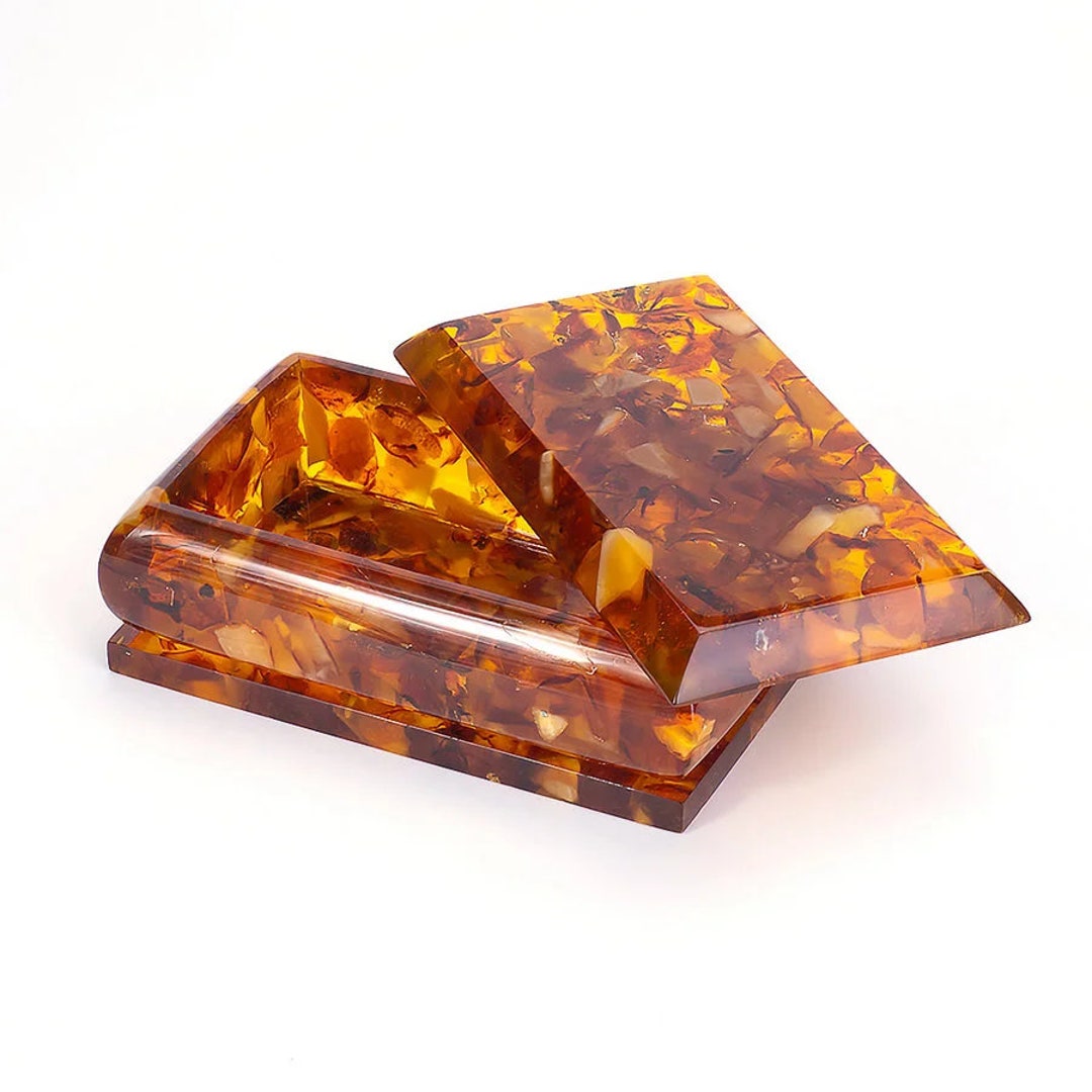 Large Rectangular Jewelry Box With Natural Ambernatural Baltic Amber ...