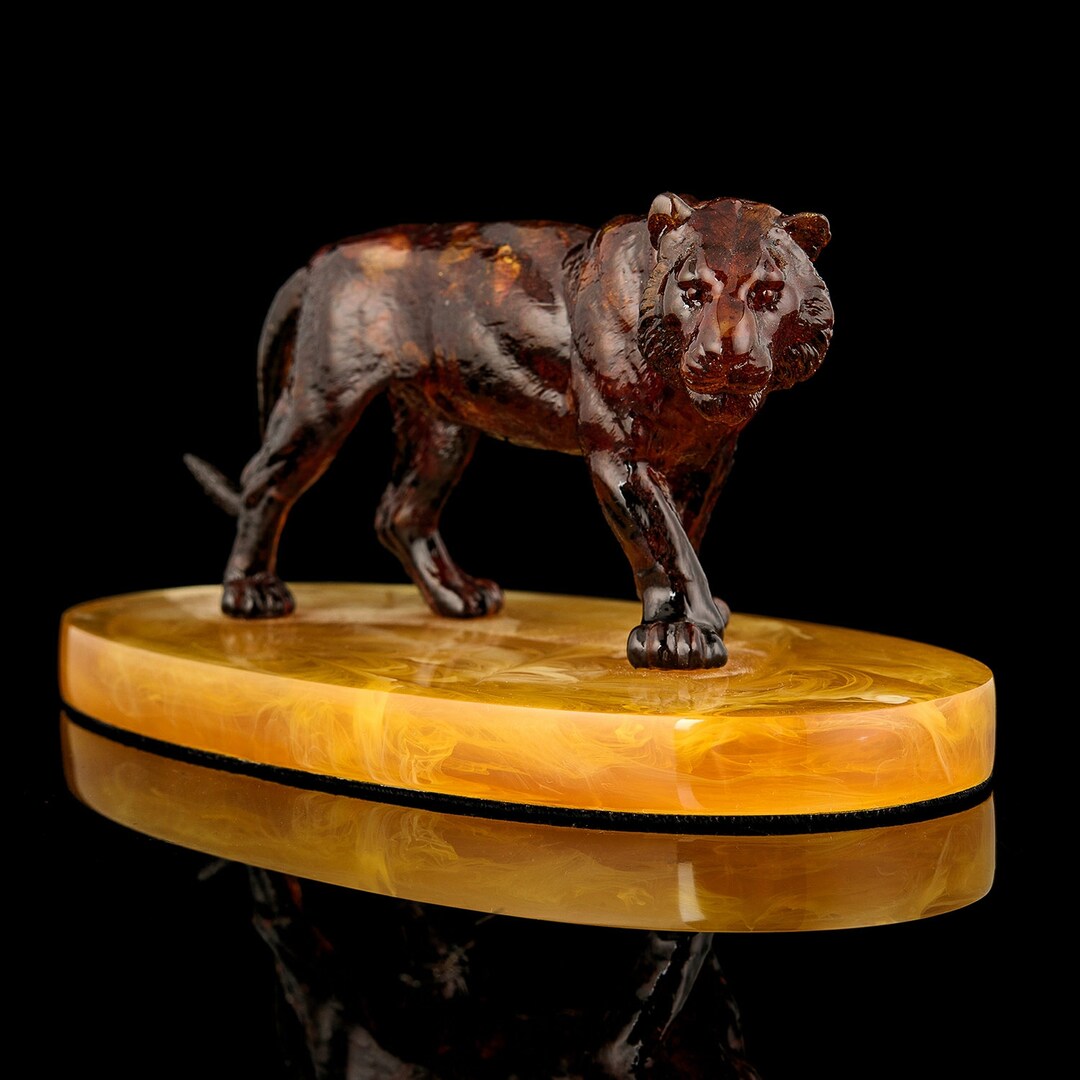 Small Amber Tiger Figurinetiger Arthome Decoramber Souvenir ...