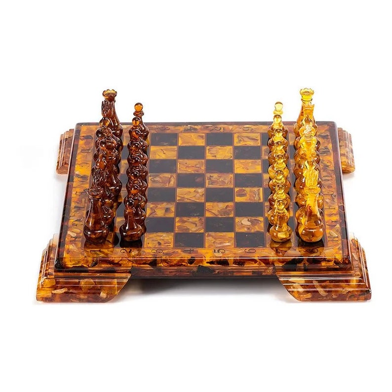 Amber Chess Set With Classic Chess Figures on Legswooden Amber Chess ...