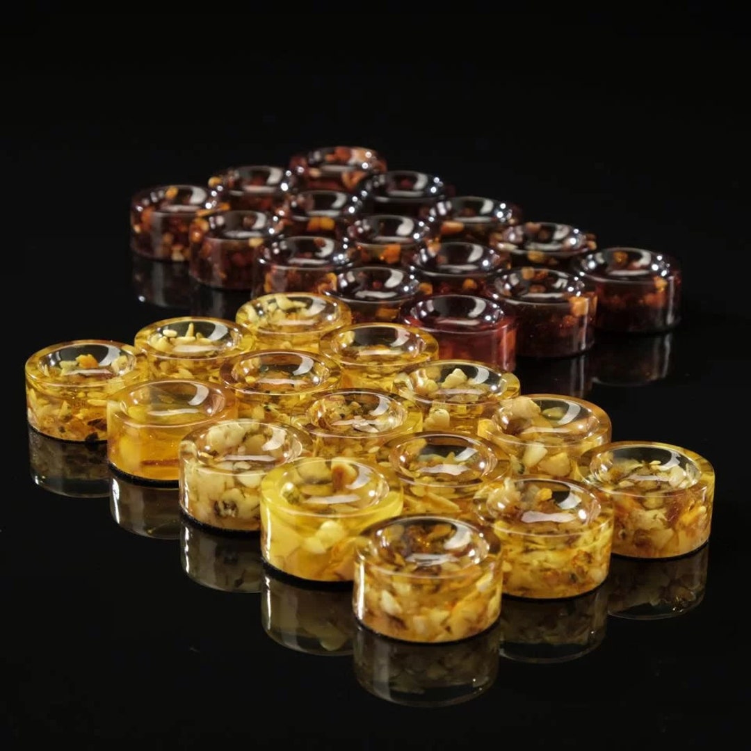 Handmade Amber Checkers and Backgammon Chips Made of Amber Cognac Honey ...