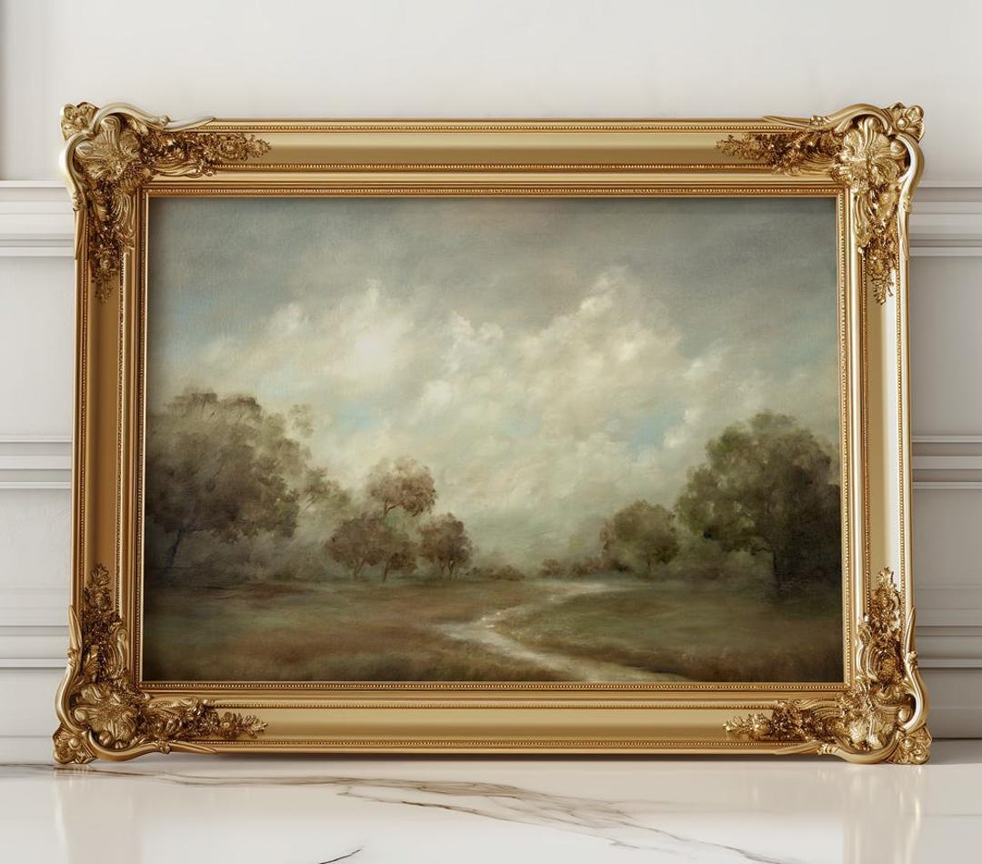 Oil Painting Landscape Print, Vintage Style Art Print, Serene Living ...