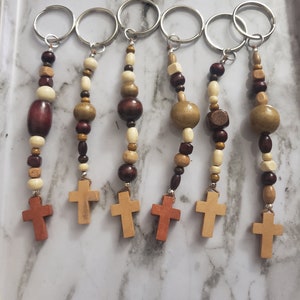 Wood Cross Keychain - Etsy