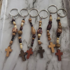Wood Cross Keychain - Etsy