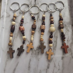 Wood Cross Keychain - Etsy