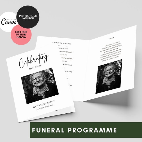 Catholic Funeral Mass Program Template - Etsy