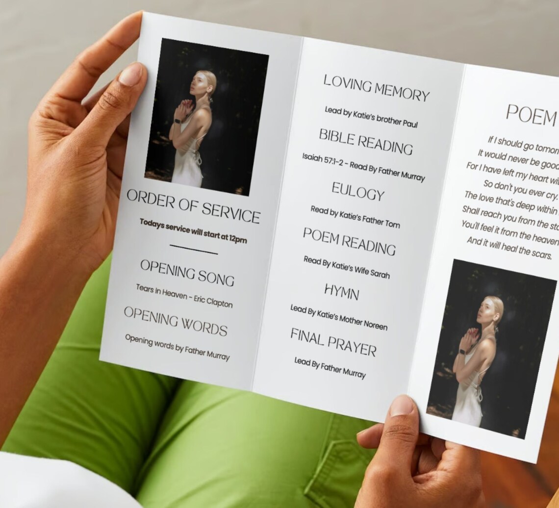 Funeral Order of Service, Minimal Order of Service Template, Order of ...