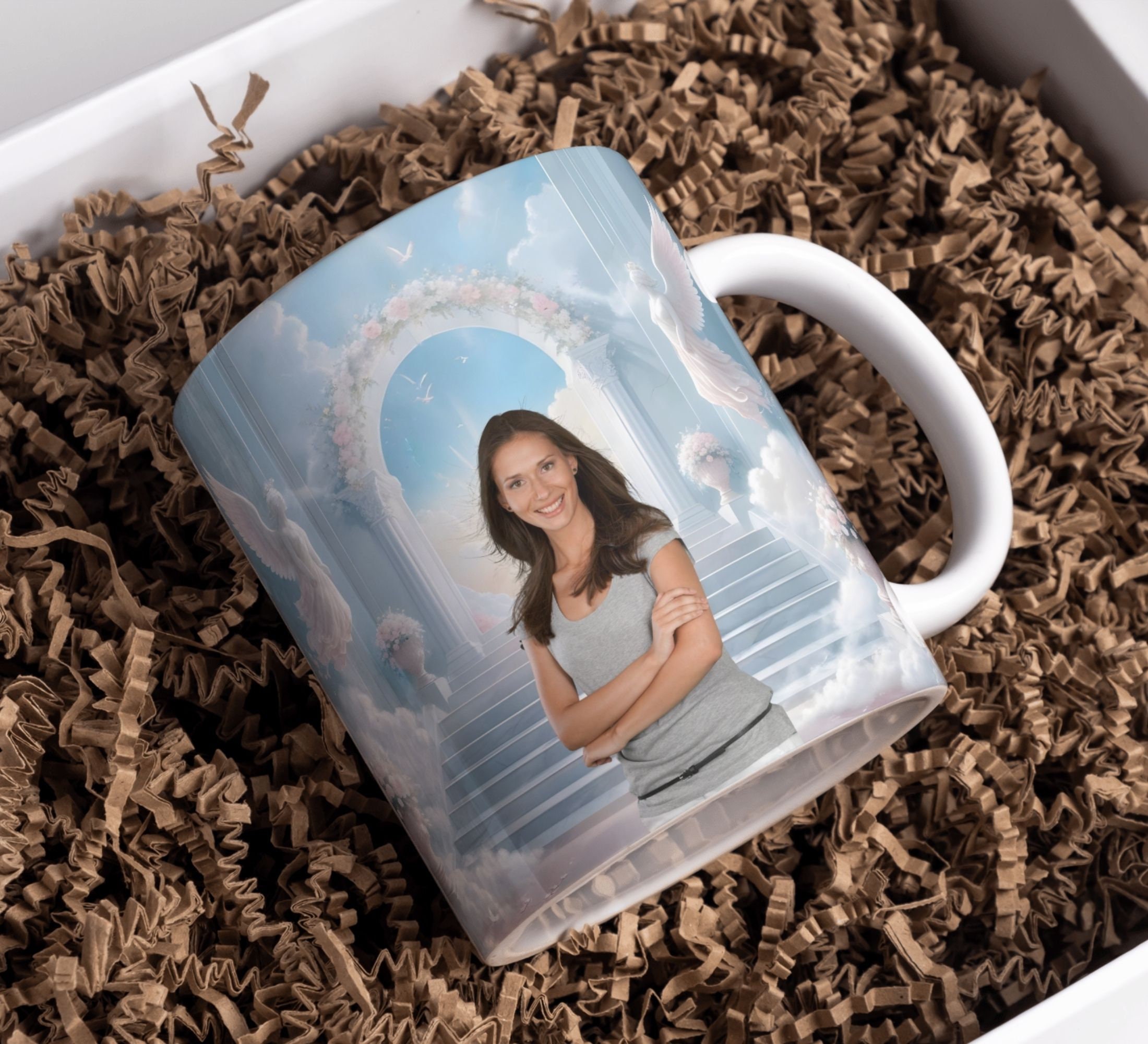 Blue & White Heaven Angel Background With Stairs Png, Memorial Service ...