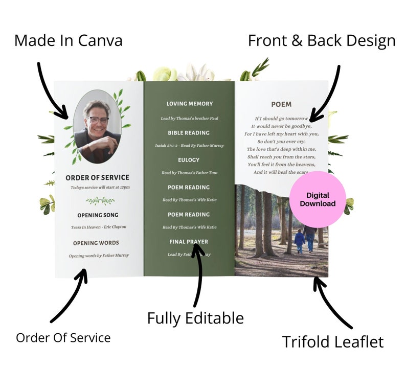 Funeral Order of Service, Order of Service Template, Order of Service ...