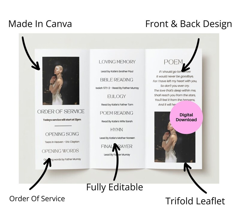 Funeral Order of Service, Minimal Order of Service Template, Order of ...