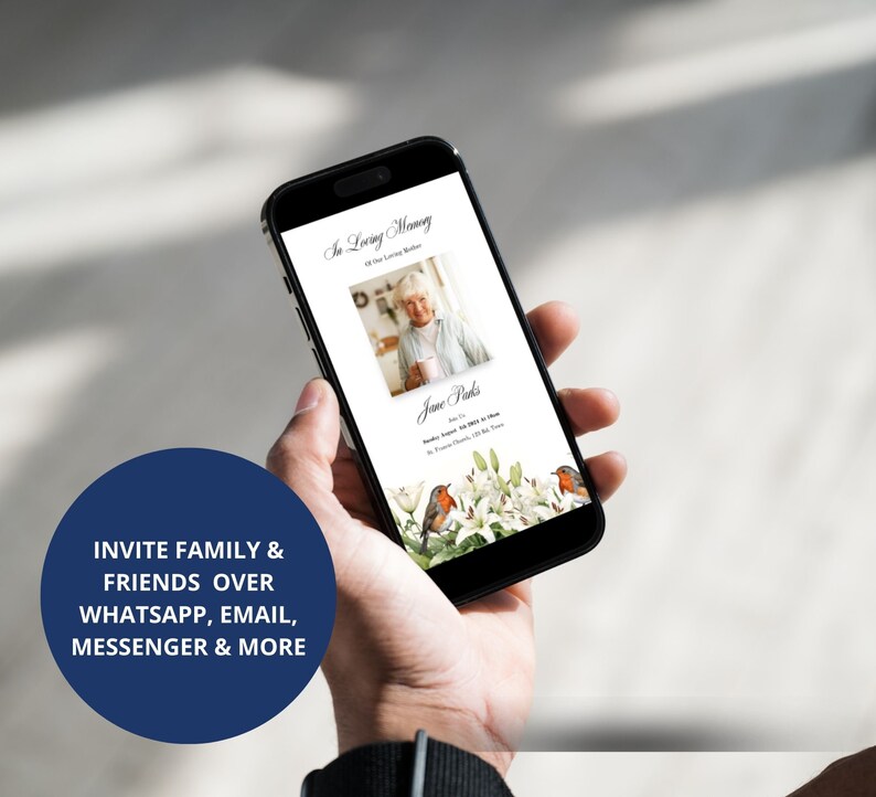 Mother Funeral Invitation Robin Bird, Lilly Flower Funeral Program ...