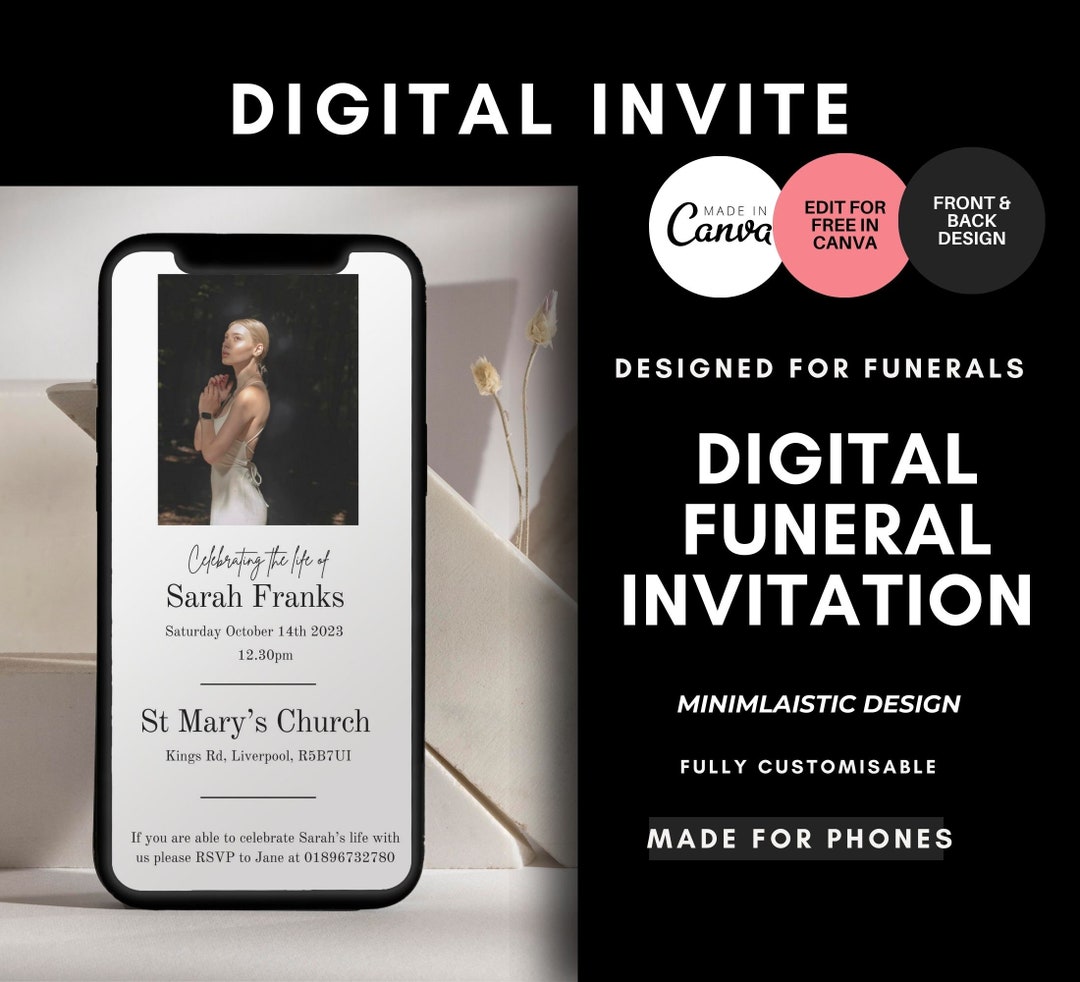 Funeral Digital Invite, Digital Funeral Announcement, Funeral ...