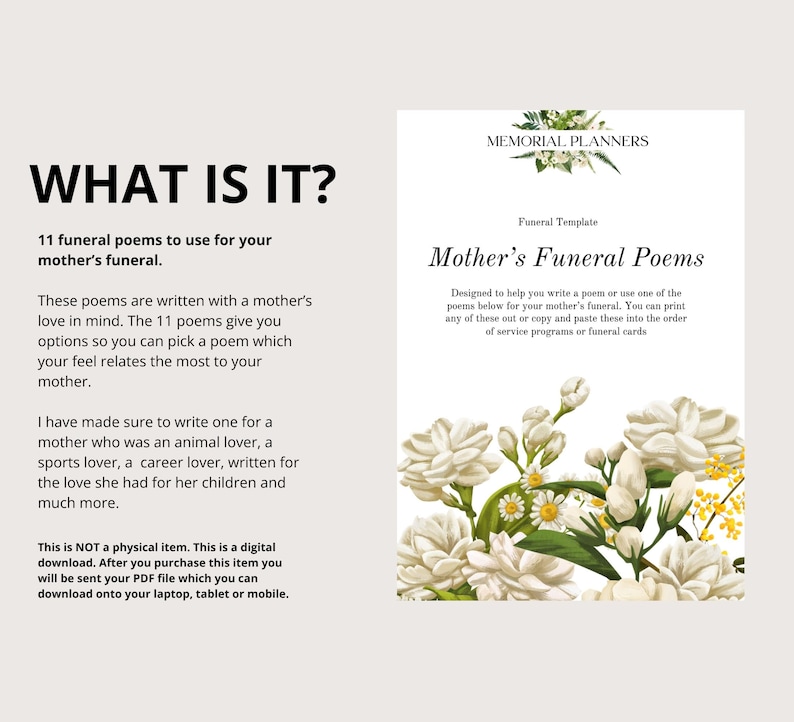 Mom Funeral Poems, Memorial Poem, Loss of Mother, Funeral Poems for ...