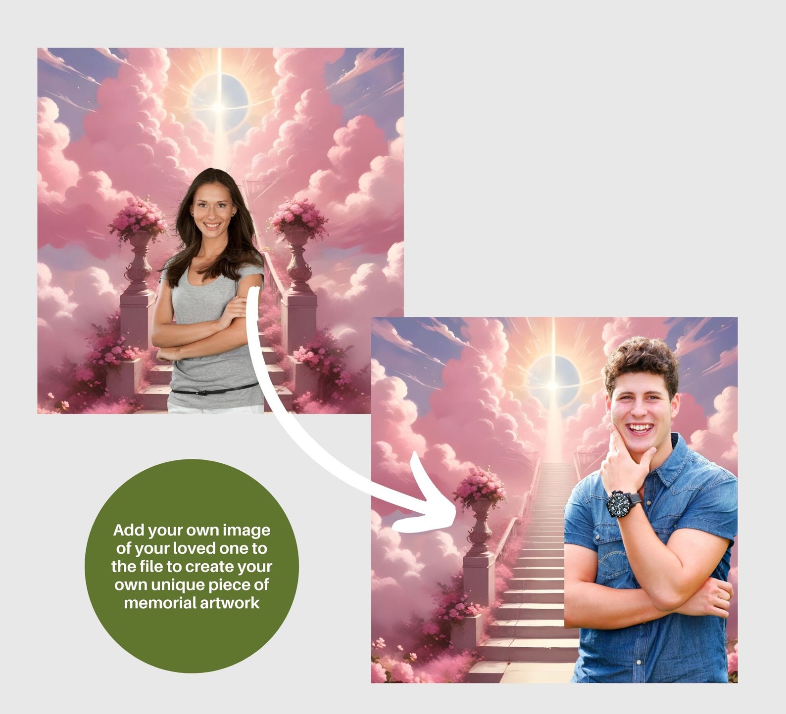 Pink Heaven Background With Stairs to Heaven Png, Memorial Service PNG ...