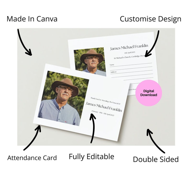 Funeral Attendance Cards, Funeral Attendees, Minimalistic Attendance ...