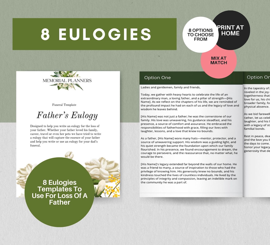 Funeral Eulogy for Loss of Father, Eulogy Speech, Funeral Speech, Eulogy Template, Dad Eulogy ...