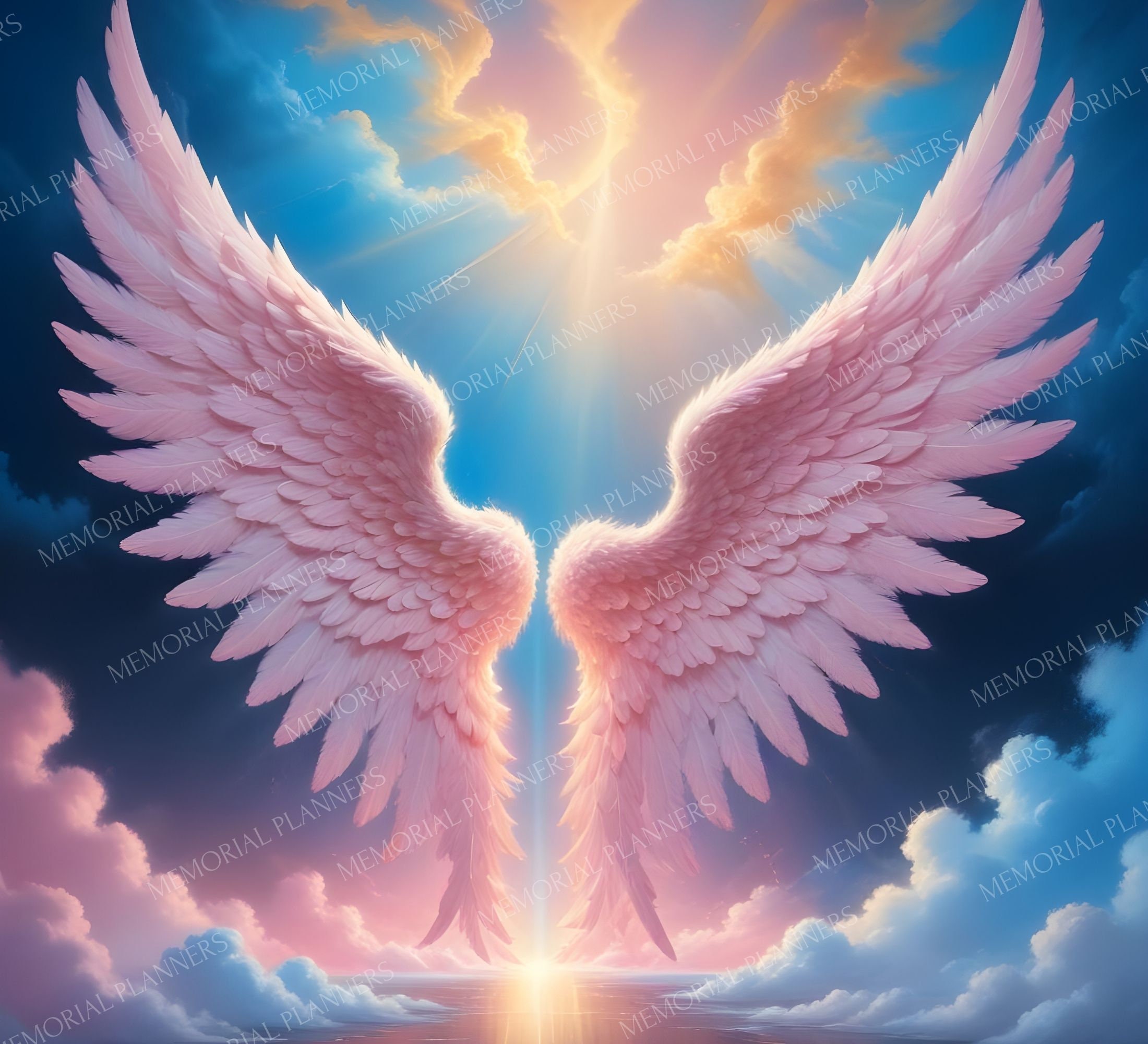 Pink Angel Wings in Heaven Background Png, Custom in Memory Angel Wings ...