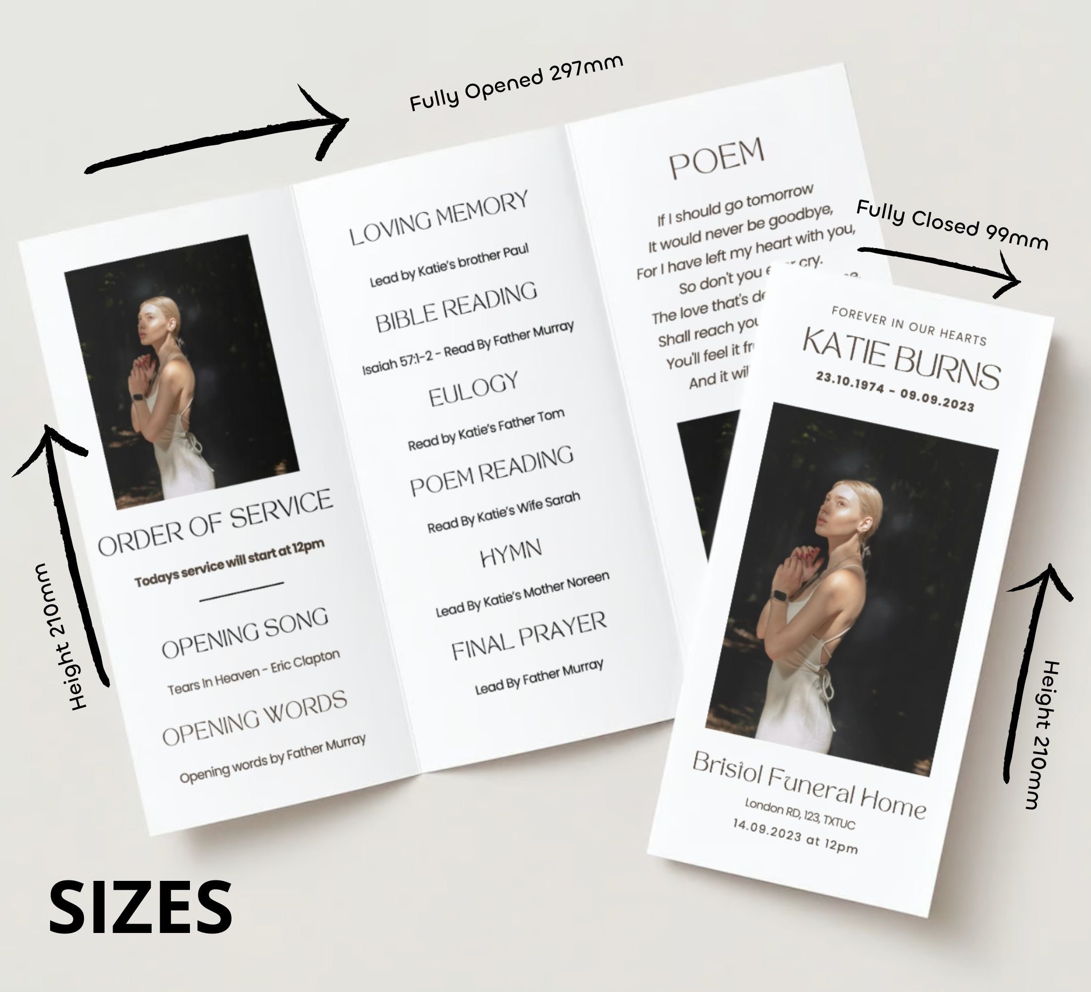 Funeral Order of Service, Minimal Order of Service Template, Order of ...