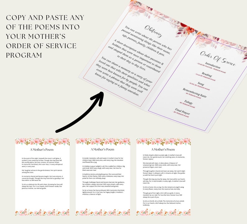 Mom Funeral Poems, Memorial Poem, Loss of Mother, Funeral Poems for ...