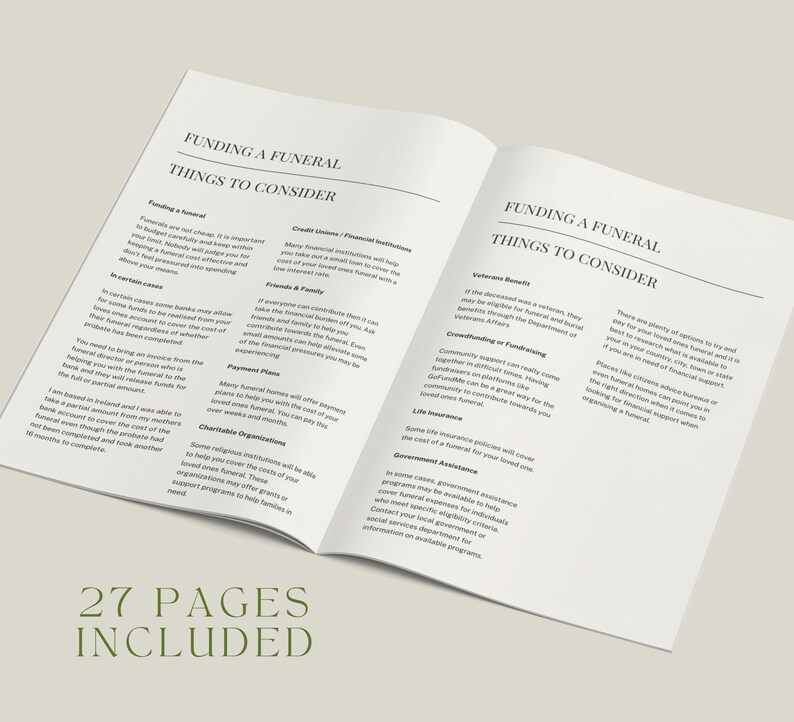 How to Organise A Funeral, Funeral Planner Ebook, Funeral Checklist ...
