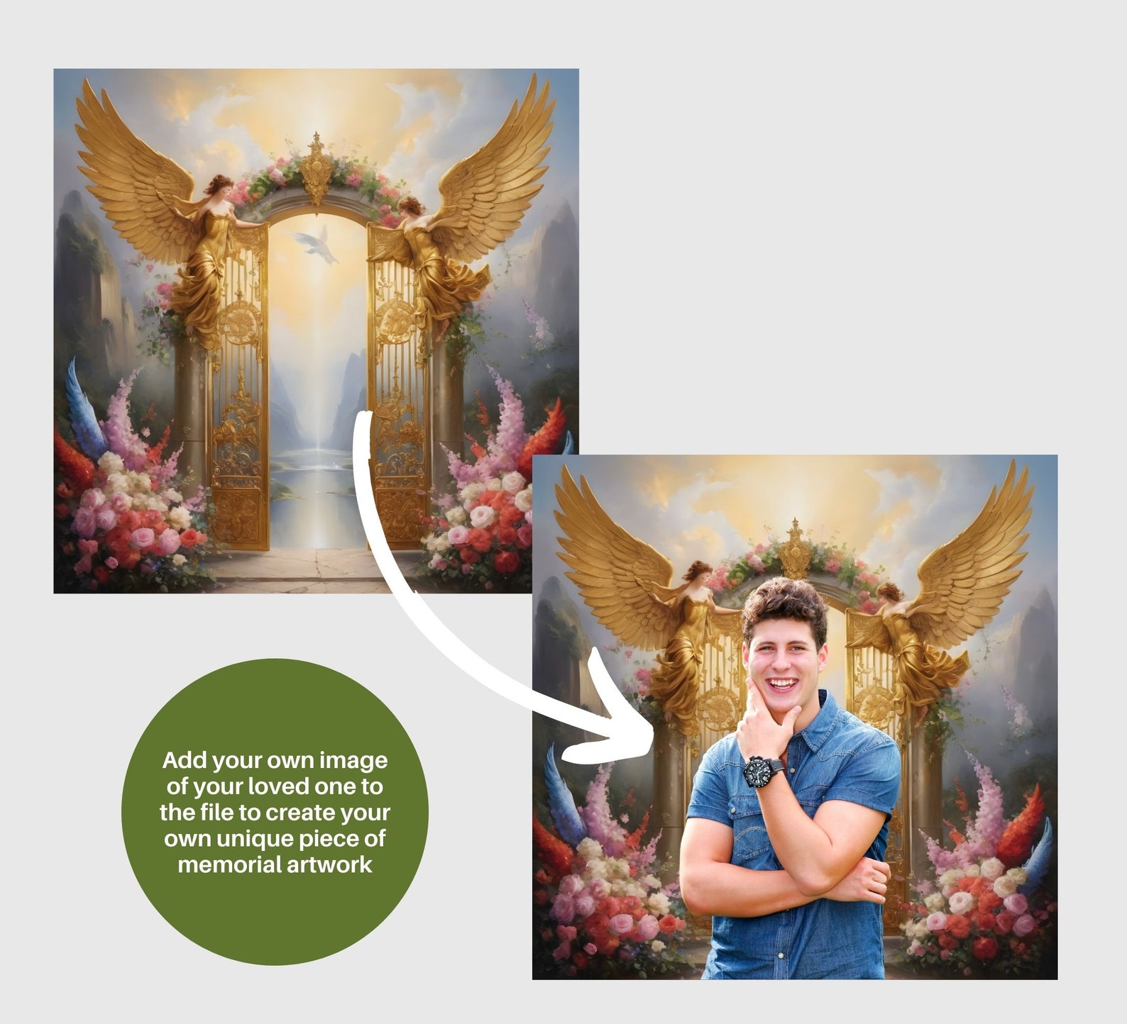 Gold Angels Heaven Background With Gold Gates Png, Memorial Service PNG ...