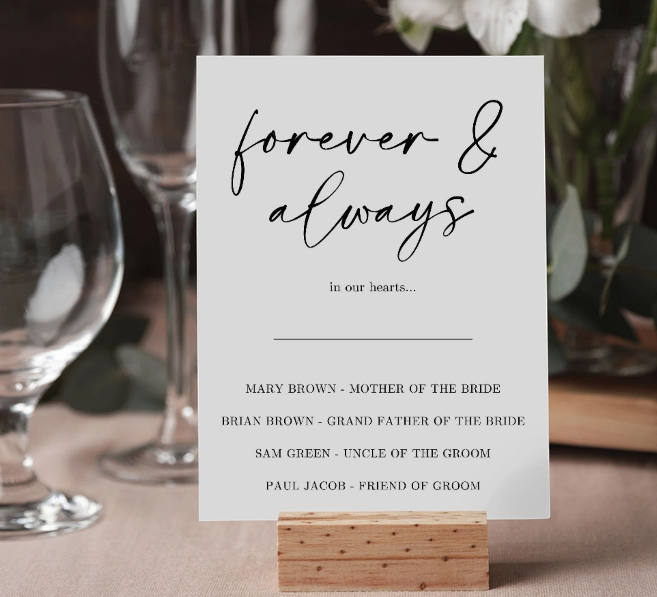 Forever & Always Minimalistic Memorial Sign, Custom Memory Sign ...