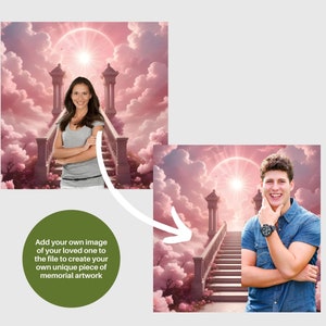 Pink Rose Floral Heaven Background With Stairs Png, Memorial Service ...