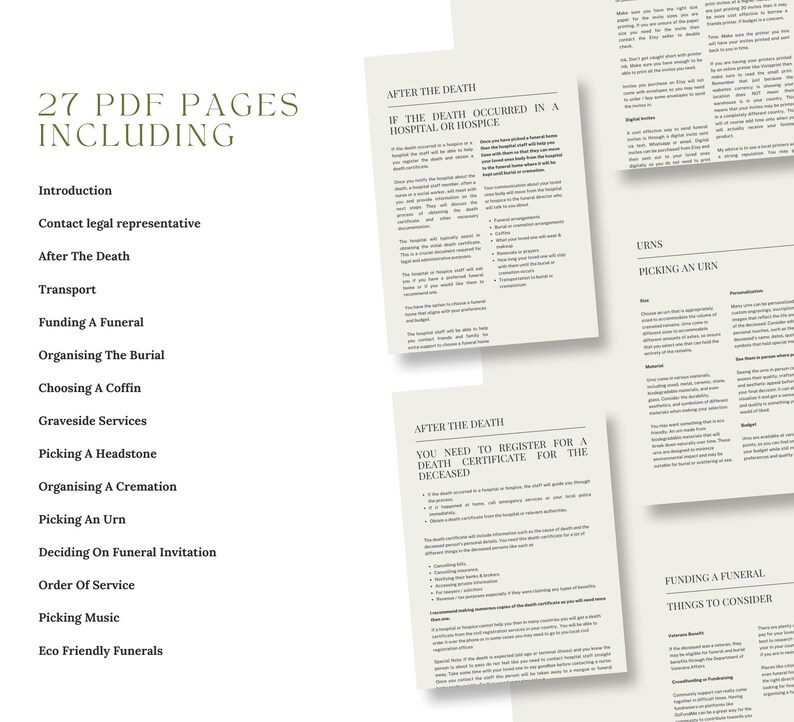 How to Organise A Funeral, Funeral Planner Ebook, Funeral Checklist ...