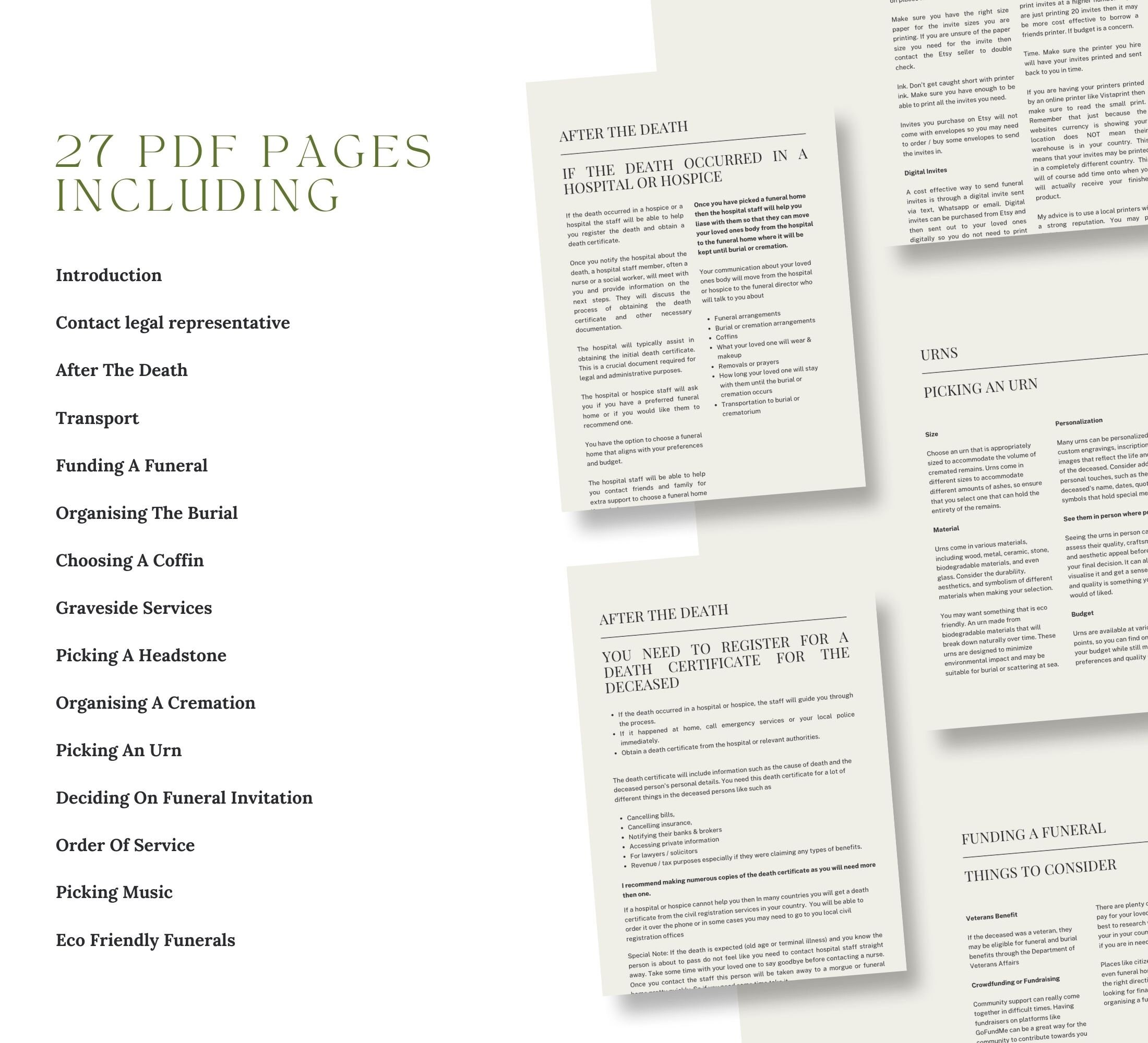 How to Organise A Funeral, Funeral Planner Ebook, Funeral Checklist ...