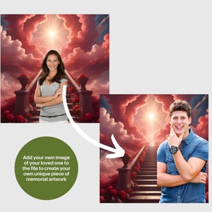 Red Rose Floral Heaven Background With Stairs Png, Memorial Service PNG ...