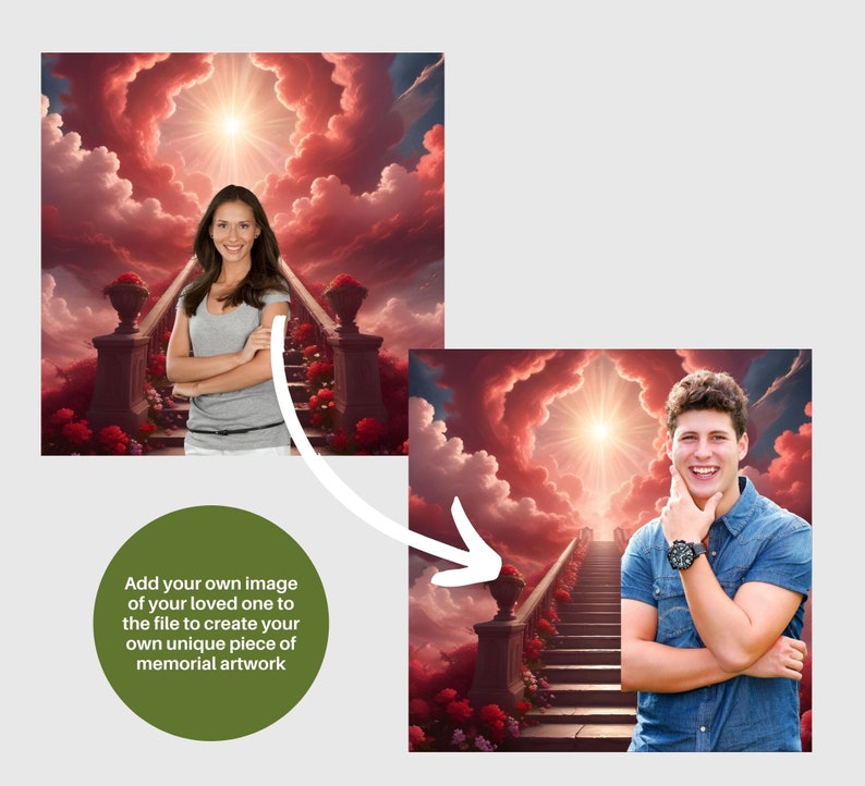 Red Rose Floral Heaven Background With Stairs Png, Memorial Service PNG ...