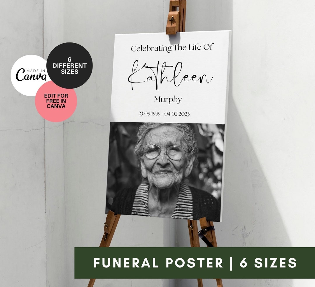 Editable Funeral Welcome Sign, Funeral Poster, Funeral Picture Poster ...