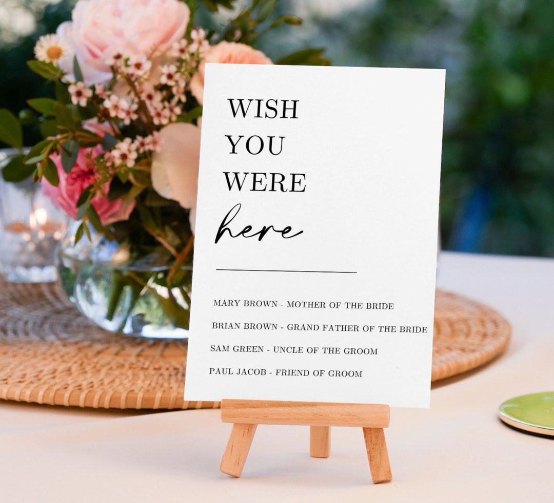 Wish You Were Here Minimalistic Sign, Custom Name Memory Sign ...