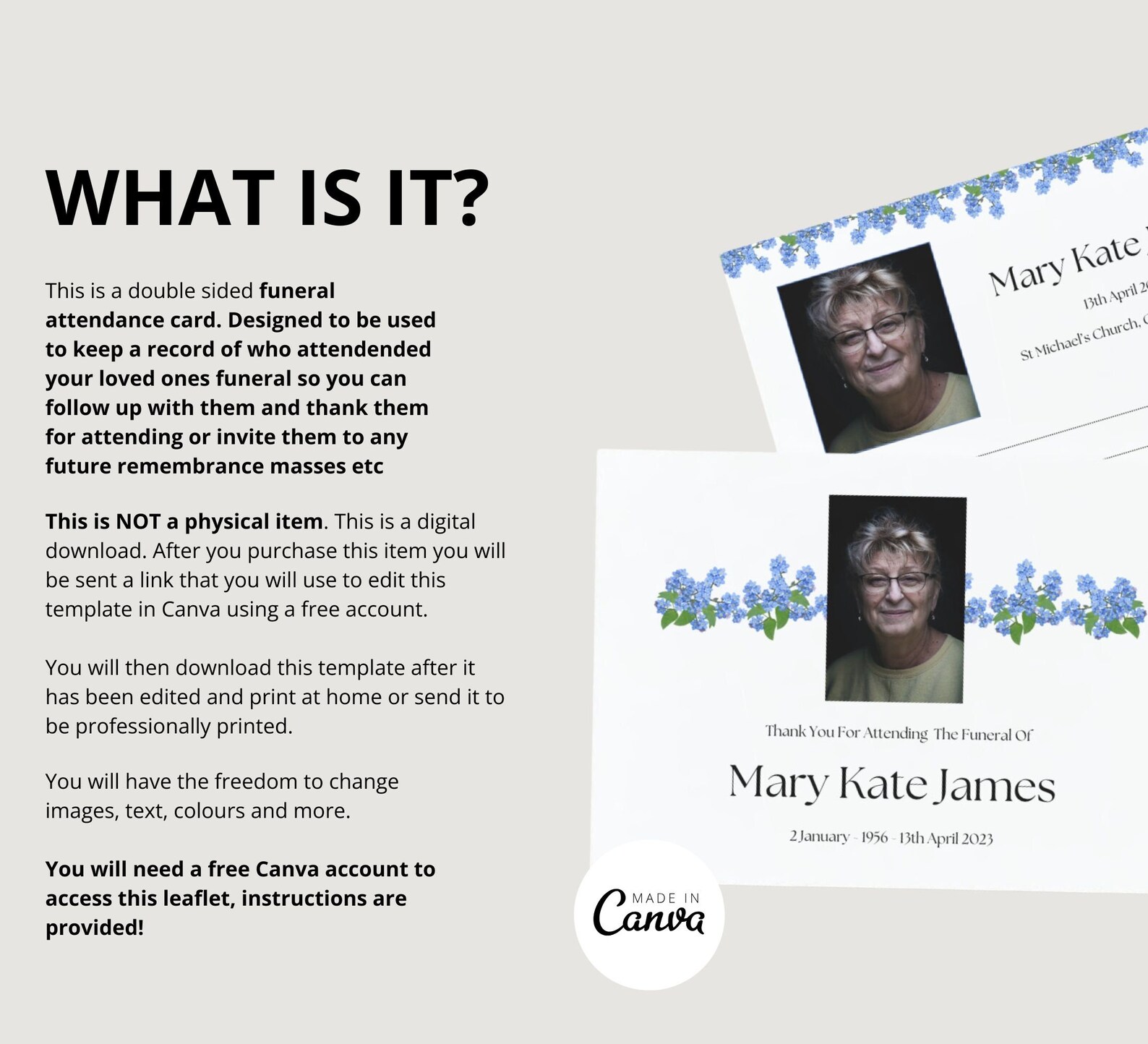 Funeral Attendance Cards, Funeral Attendees, Blue Attendance Cards ...